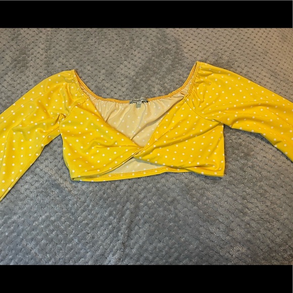 Tops | Yellow Poke Dot Crop Top | Poshmark